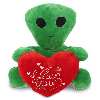 DolliBu I LOVE YOU Alien XL Plush – Cute Alien Stuffed Animal with Red ...
