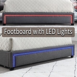 Upholstered Platform Bed with LED Lights - Bed Bath & Beyond - 39593792