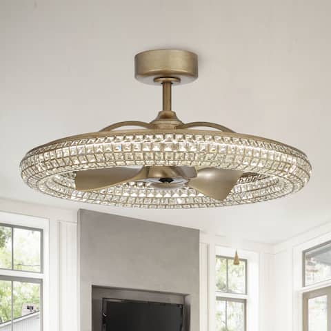 33-inch Modern Crystal Ceiling Fan with Lighting and Remote Control ...