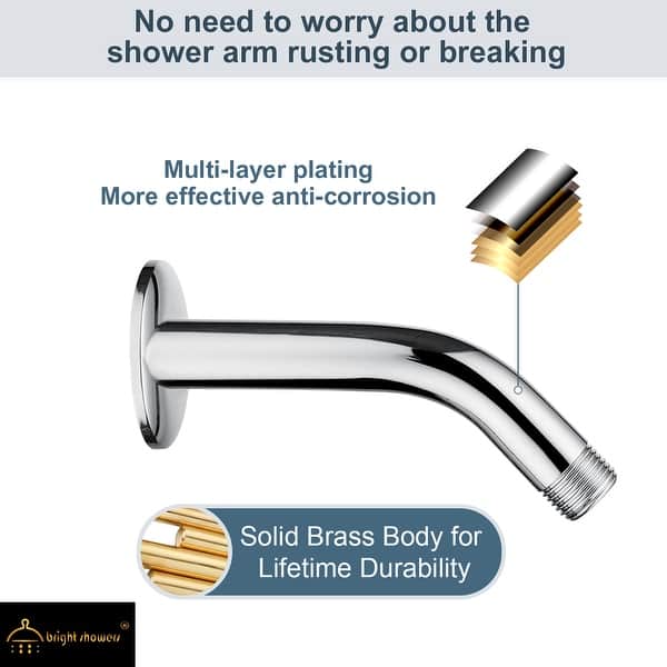 BRIGHT SHOWERS 6 & 10 Inch Shower Arm with Flange Shower Pipe Arm for ...