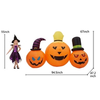 Pumpkins 3 PCS Halloween Inflatables Outdoor Decoration with Build-in ...