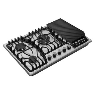 5 Burner Propane Gas Cooktop with Griddle, LPG/NG Dual Fuel Stove Top ...