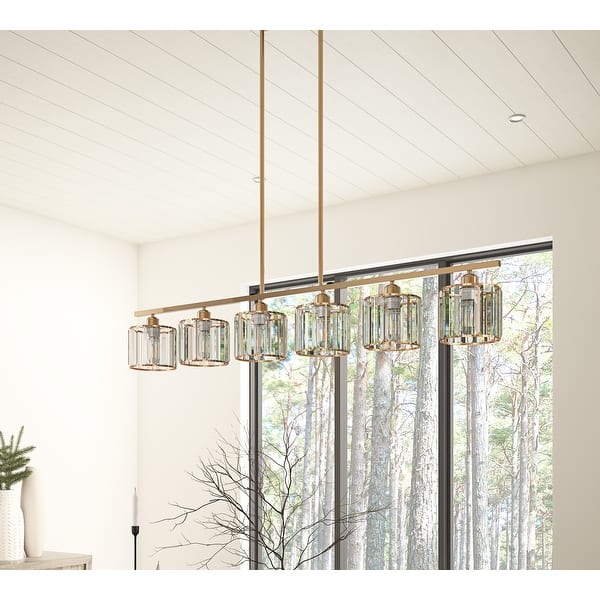 Modern Gold 6-Light Textured Glass Kitchen Island Pendant Lighting ...