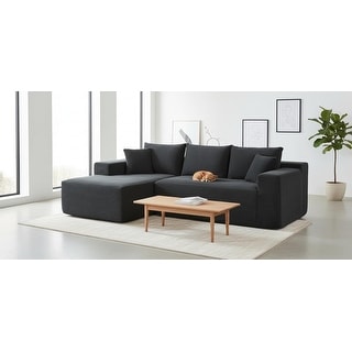 2-Piece Convertible Corduroy L-Shaped Sofa in a Box with Pillows,3 ...