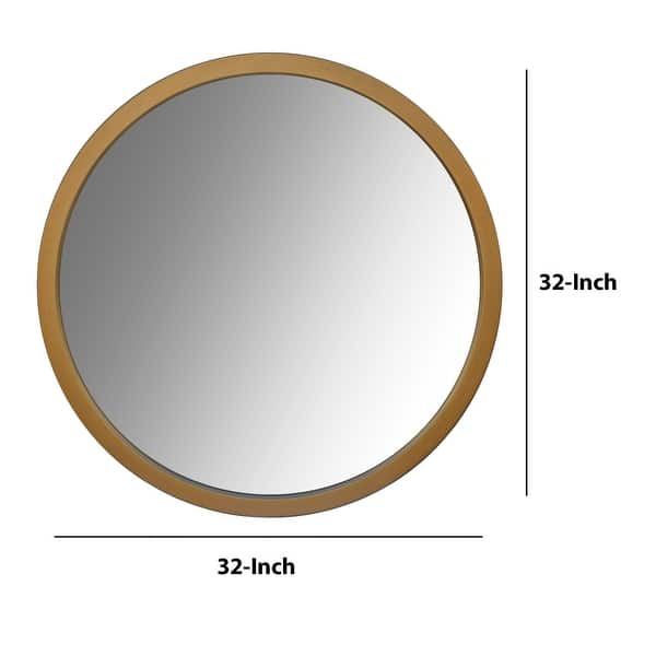 32 Inch Round Wooden Frame Floating Wall Beveled Mirror - Bed Bath ...