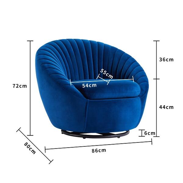 Blue Velvet Rotatable High Rebound Sponge Fill Single Sofa with Solid ...
