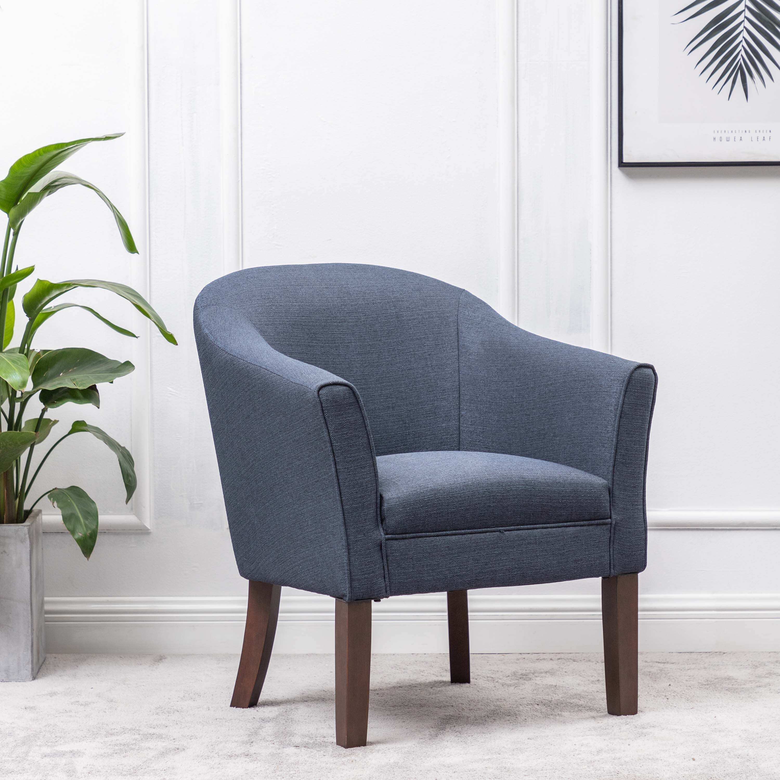 WOVENBYRD Classic Barrel Fabric Accent Chair — Planner 5D