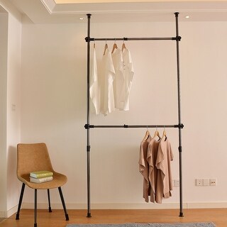 Freestanding Adjustable Clothing Rack, Double Rod Clothing Rack, 2 Tier ...