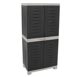 Sunnydaze Plastic Lockable Storage Cabinet with 3 Adjustable Shelves ...