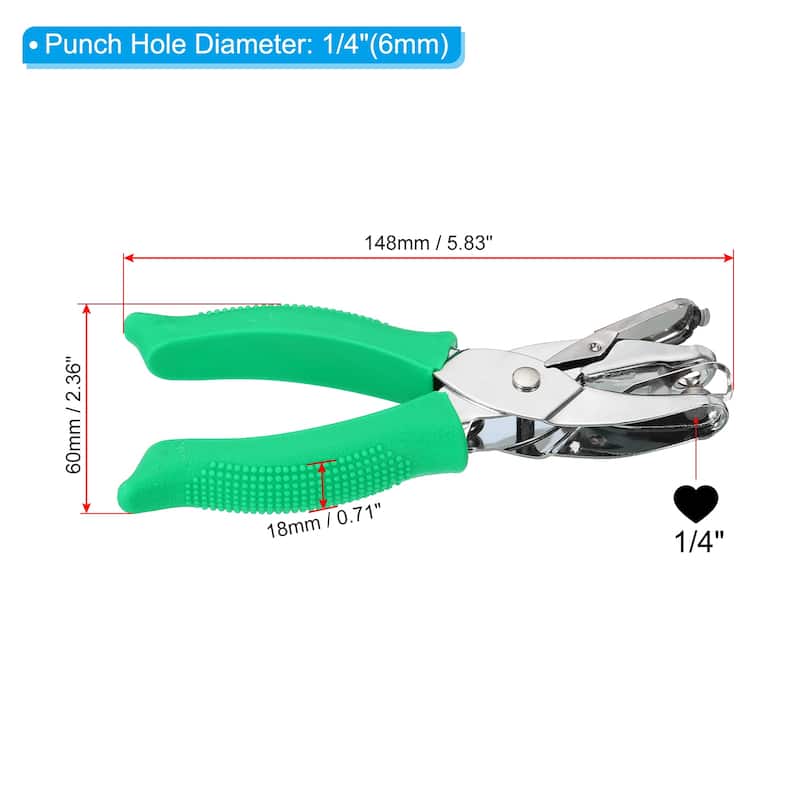 1/4" Single Hole Punch Handheld Hole Puncher with Soft Grip Heart Shape ...