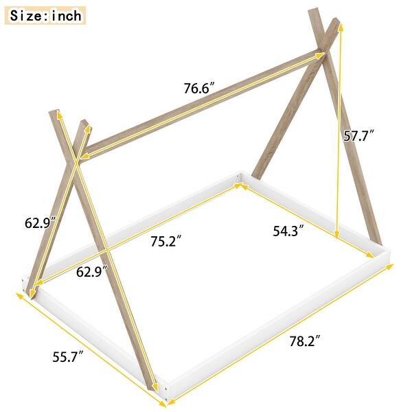Natural Look Full Size Triangle Structure Tent Floor Bed with X-shaped ...