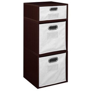 Noble Connect Storage Set- 2 Full Cubes/1 Half Cube with Foldable Storage Bins- Truffle/White ...
