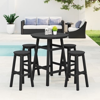 Laguna Hdpe All Weather Outdoor Patio Bistro Round Bar Set (5-Piece Set ...