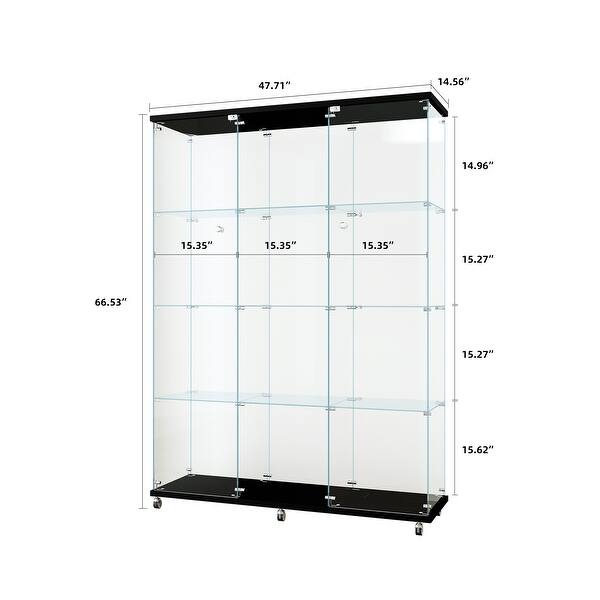 Glass Display Cabinet with 4 Shelves Extra Large, Curio Cabinets, Floor ...