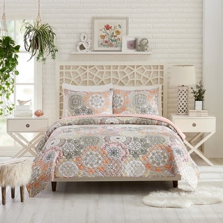 Jessica Simpson Minari Medallion 3-Piece Microfiber Quilt Set - Bed ...