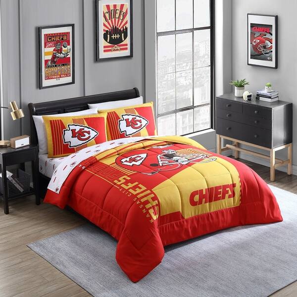 Kansas City Chiefs NFL Licensed "Status" Bed In A Bag Comforter & Sheet ...