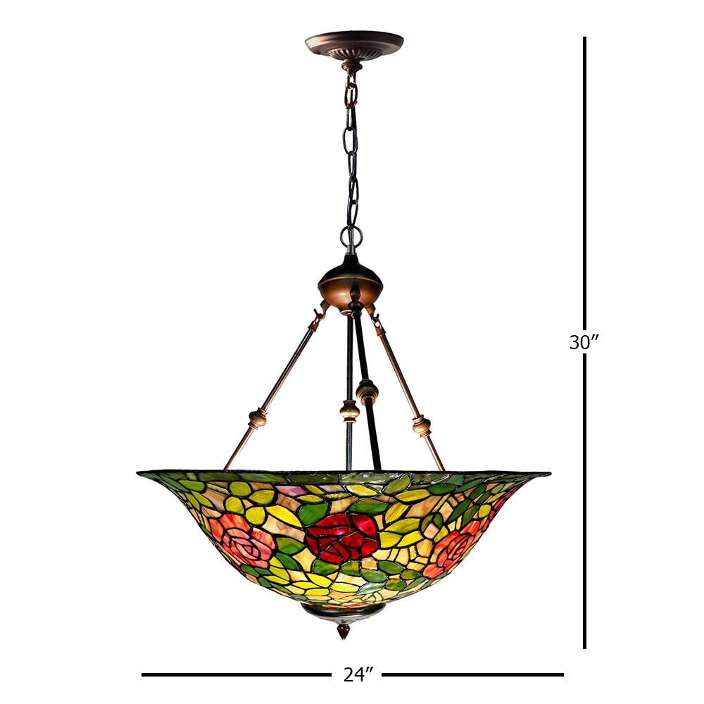 Rose Bush Inverted Tiffany Hanging Fixture - Dark Brown - Bed Bath ...