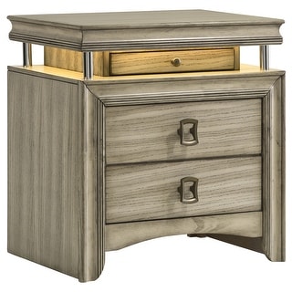 Sele Nightstand, 3 Drawers, LED Lighting, Touch Switch, Rustic Beige ...