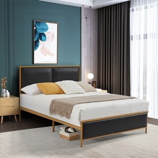 Full Platform Metal Bed Frame Black Steamed Bread Shaped Sponge Soft ...