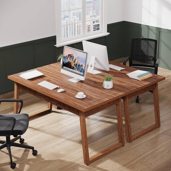 Home Office Executive Desk: 55undefined Solid Wood Computer Desk with ...