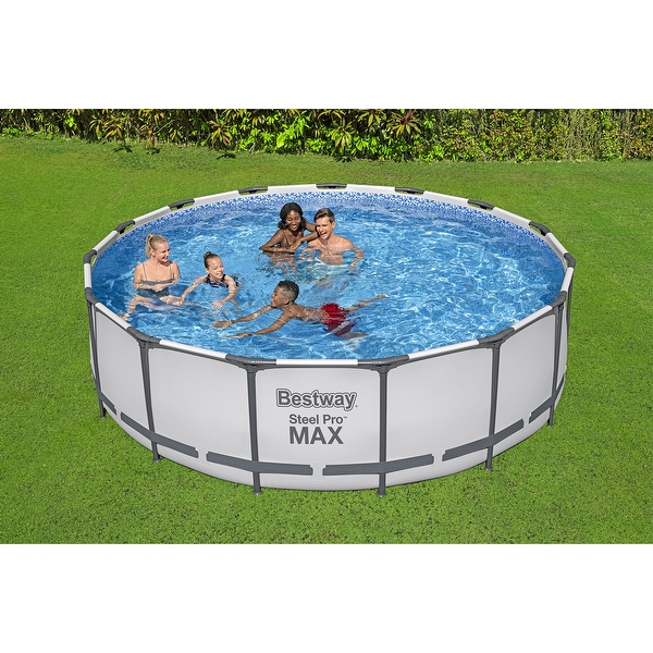 Bestway Steel Pro MAX 15 x48 Round Above Ground Swimming Pool with Pump Cover 142.7 Bed Bath Beyond 35681534