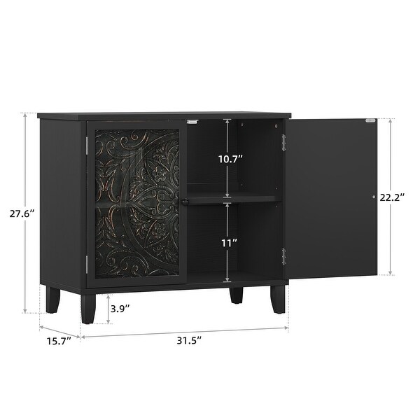 Moasis Black Carved Storage Cabinet with Adjustable Shelves And Glass Door On Sale Bed Bath Beyond 39699321