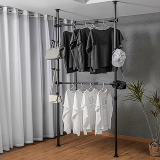 Adjustable Clothing Rack, Double Rod Clothing Rack,2 Tier Clothes Rack ...