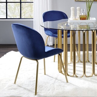 Chuchip Side Chair Set2 in Blue Velvet Gold - Bed Bath & Beyond - 35358986