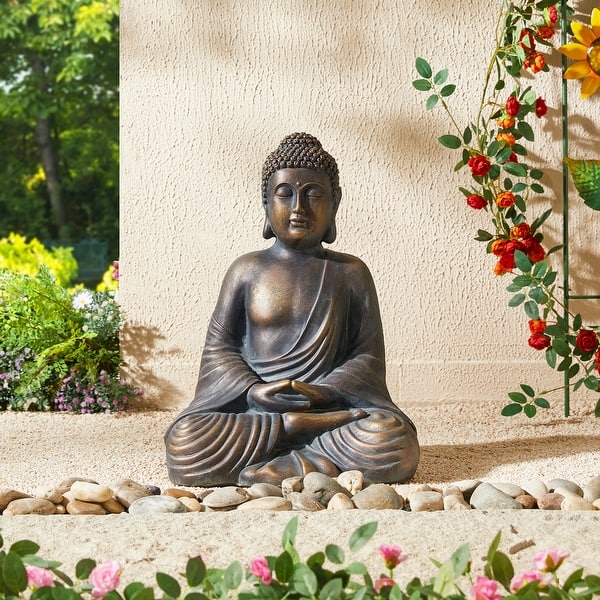 Glitzhome Zen-Style MgO Meditating Garden Buddha Statues Monk Sculpture ...