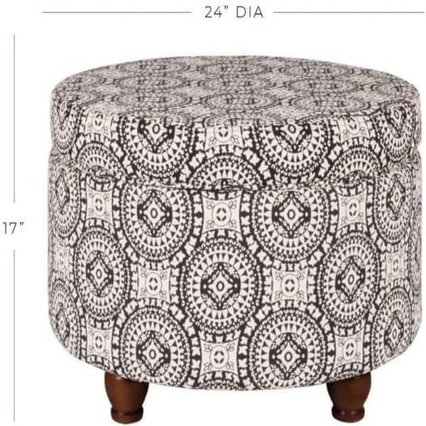 Upholstered Round Storage Ottoman Large - Bed Bath & Beyond - 39554220