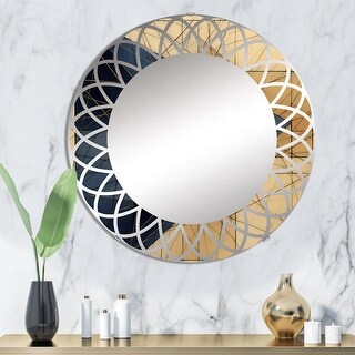 Designart "Minimalist Blue and Gold I" Abstract Shapes Modern Wall ...