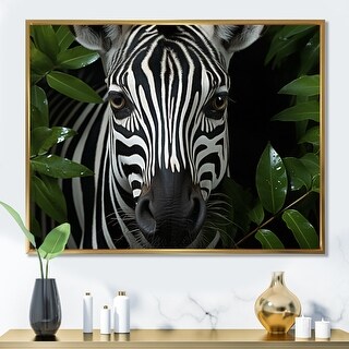Designart "Striking Zebra Patterns III" Animals Zebra Framed Wall Decor ...