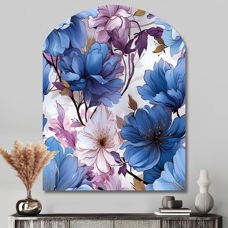 Designart - Mystical Aura Blue And Purple Floral Pattern - Floral Metal ...