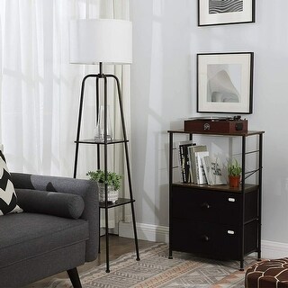 Modern Black Floor Lamp with Shelves Standing Storage Lamp - 1 - Bed ...