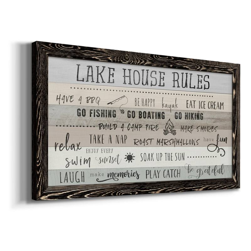 Lake House Rules-Premium Framed Canvas - Ready to Hang - Overstock ...