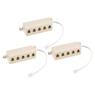 Phone Jack Splitter 6P4C Male to Female Way Socket Adapter 3 Pack - Bed ...
