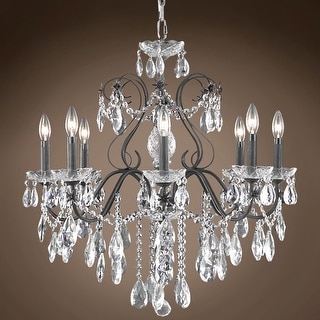 Heritage 8 Light 26" Deep Iron Chandelier with Swarovski Crystal & Led ...
