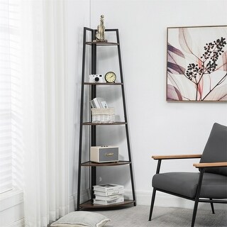 5 Tier Corner Bookshelf, 70" Tall Display Organizer Storage Stand - Bed ...