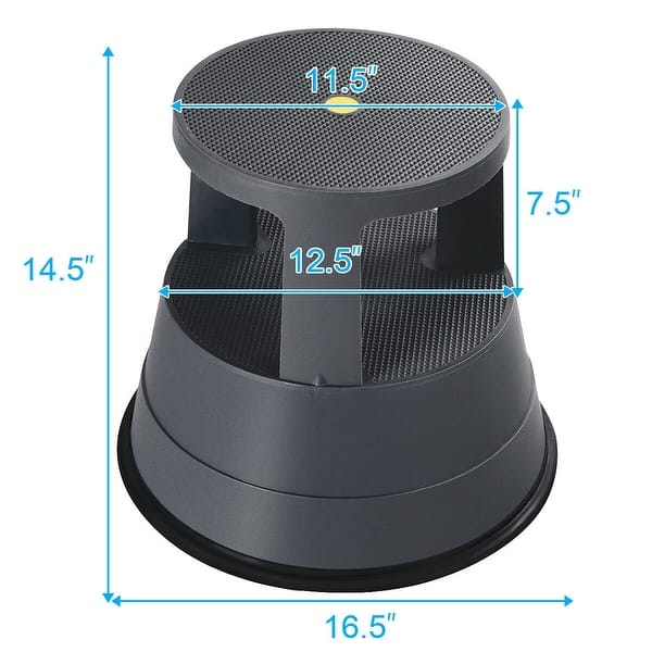 2 Step Round Stool Kick Rolling Backless Stool with Non-Slip Rubber ...