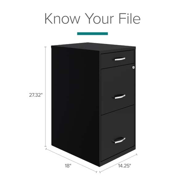 Space Solutions 18" Deep 3 Drawer Metal File Cabinet, Black - Bed Bath ...