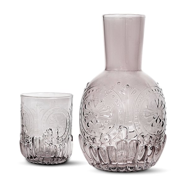 Elle Decor Carafe Bedside Night Water Carafe Glass Pitcher and Cup - 4. ...