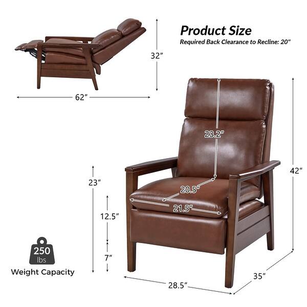 Patrick Mid-century Vegan Leather Solid Wood Recliner by HULALA HOME ...