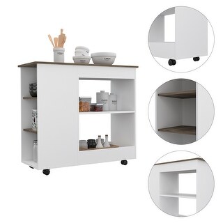 Kitchen Cart with Storage and 3 Open Side Shelves for Kitchen - Bed ...