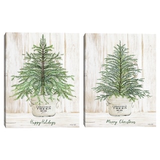 Happy Holidays Tree, Merry Christmas Tree by Cindy Jacobs Canvas Art ...