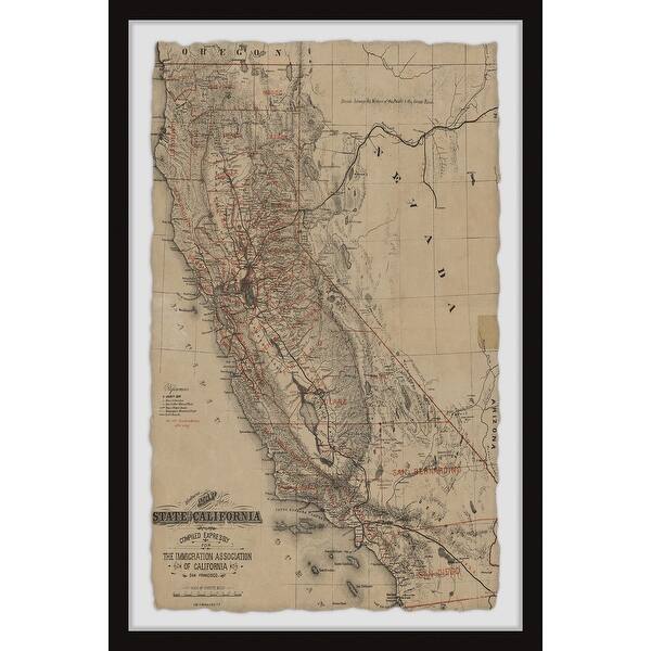 'California Vintage Map' Framed Painting Print - Bed Bath & Beyond ...