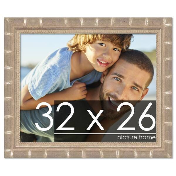 32x26 Bamboo Silver Complete Wood Picture Frame with UV Acrylic, Foam ...