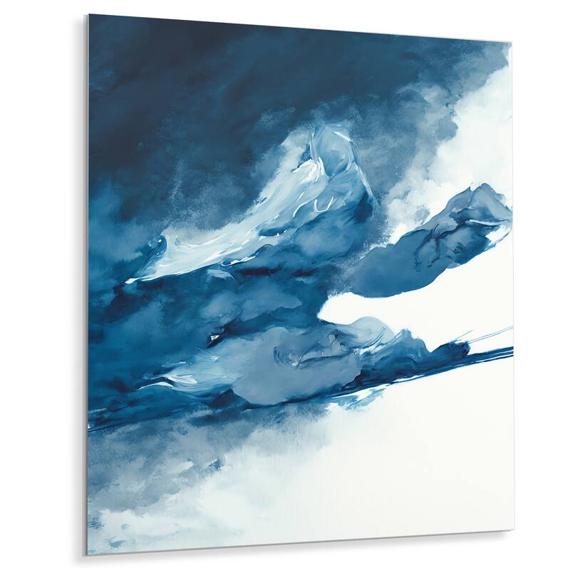 Designart 'Sapphire Blue Nebula IV' Abstract Liquid Ink Metal Wall Art ...