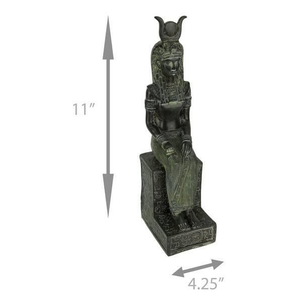 Dark Green Stone Finish Egyptian Goddess Isis Sitting On Throne Statue ...