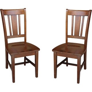 Set of Two Solid Parawood Dining Chairs, Espresso, 225lbs Capacity ...