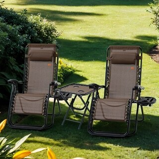 Zero Gravity Chair Set with Side Table, Cupholders & Pillows - Bed Bath ...